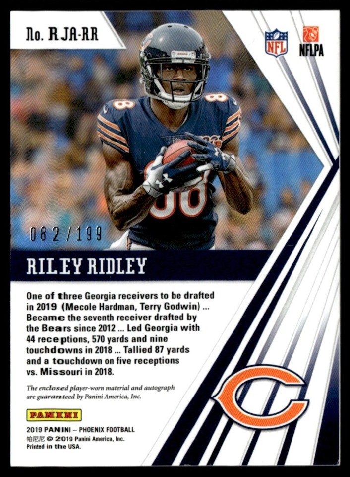 2019 Panini Phoenix RPS Rookie Auto Jersey Riley Ridley Rookie Auto 082 ...