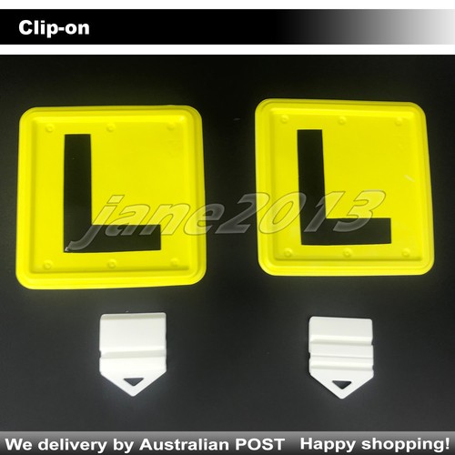Clip It On L Plate Clips Car Number Licence 2 YELLOW L no speed easy to ...