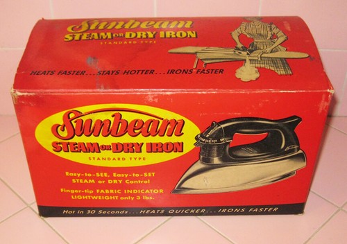 Vintage 1954 Sunbeam Steam Iron BOX ONLY Model S4 Heats Faster Stays Hotter | eBay