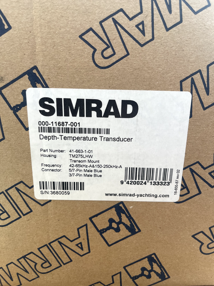 SIMRAD TM275LH-W TRANSOM MOUNT TRANSDUCER - WIDE BEAM CHIRP - 1KW ...