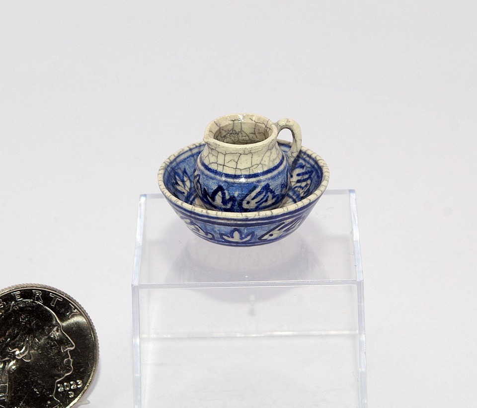 Vintage Dollhouse Artisan Miniature "Pitcher &Bowl" by Elizabeth ...