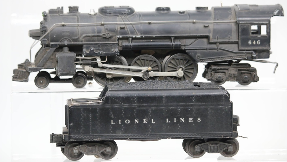 POSTWAR LIONEL 646 HUDSON STEAM LOCO & 6466WX TENDER O Gauge Black 1:48 ...