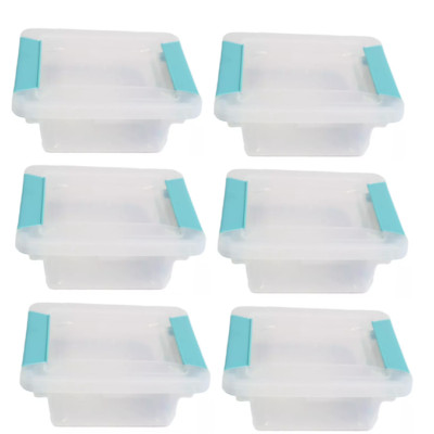 Sterilite Mini Clip Box Clear with Blue Aquarium Latches 6-Pack 1969 | eBay