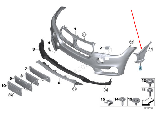 NEW BMW X5 F15 RIGHT AIR DUCT COVER TRIM 51117308038 7308038 2015 OEM ...