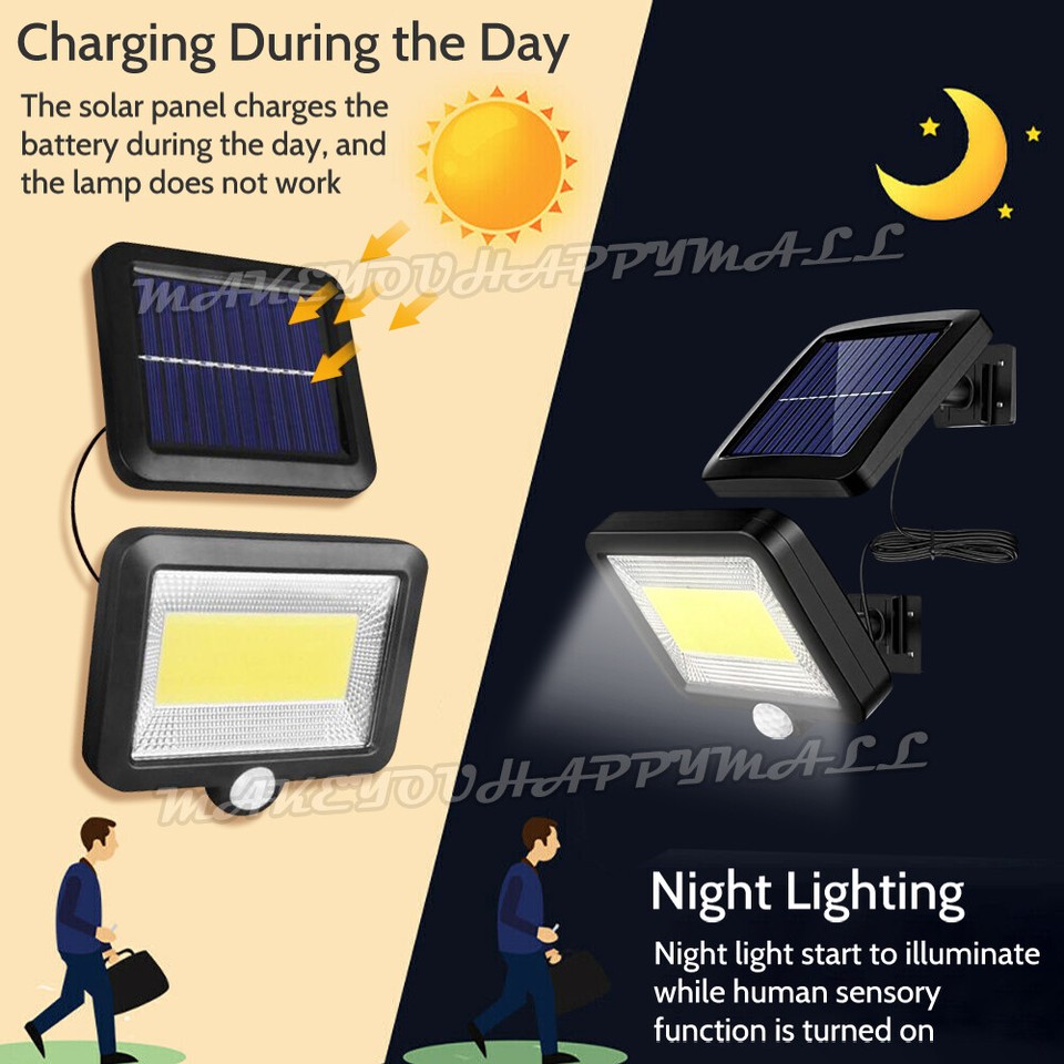 100 Led Solar Sensor Lights Light Motion Detection Security Garden ...