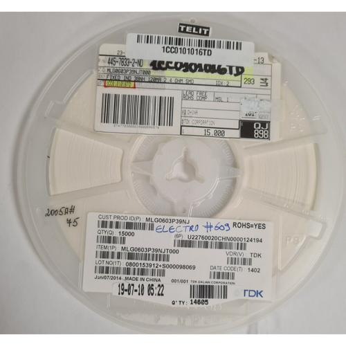 445-7833-2-ND FIXED IND 39NH 120MA 2.4 OHM SMD TDK TELIT 14 605 unités ...