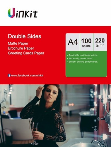 A4 Double Sides Matt Matte Inkjet Photo Photo Paper 220Gsm - 100 Sheets ...