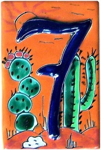 Mexican Talavera Desert Tile Address House Number Seven | eBay