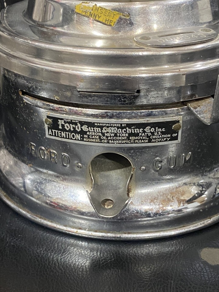 Penny Glass Globe Ford Gumball Machine Original Key Ford Gum And ...