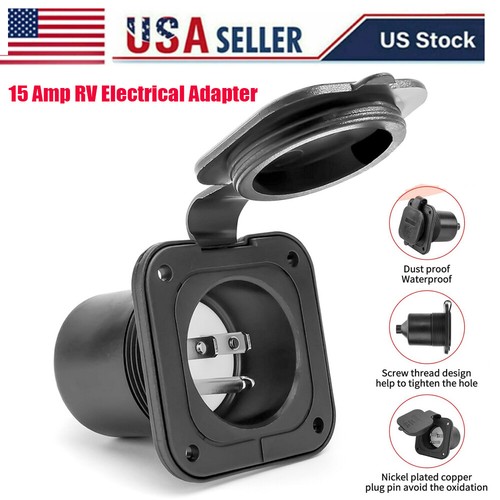 RV Electrical Adapter 15 Amp 15A 125V Recessed Male Outlet Waterproof ...