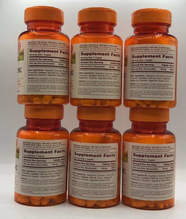 6PK SunDown NON-GMO Essential Zinc 50 mg ~ 100 Capsules each ~ EXP 6/26 ...