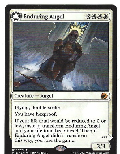1 x Enduring Angel -Innistrad: Midnight Hunt - DOUBLE STRICK,HEXPROOF ...