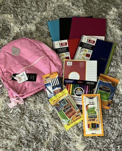 School Supplies Bundle Pink Backpack Folders Markers Pencils Pens ...