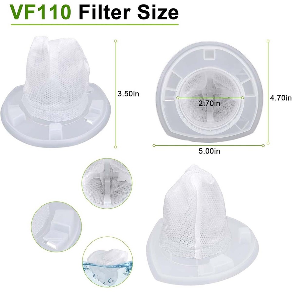 6 Filter Replacement For Black and Decker VF110 Dustbuster, Lithium ...