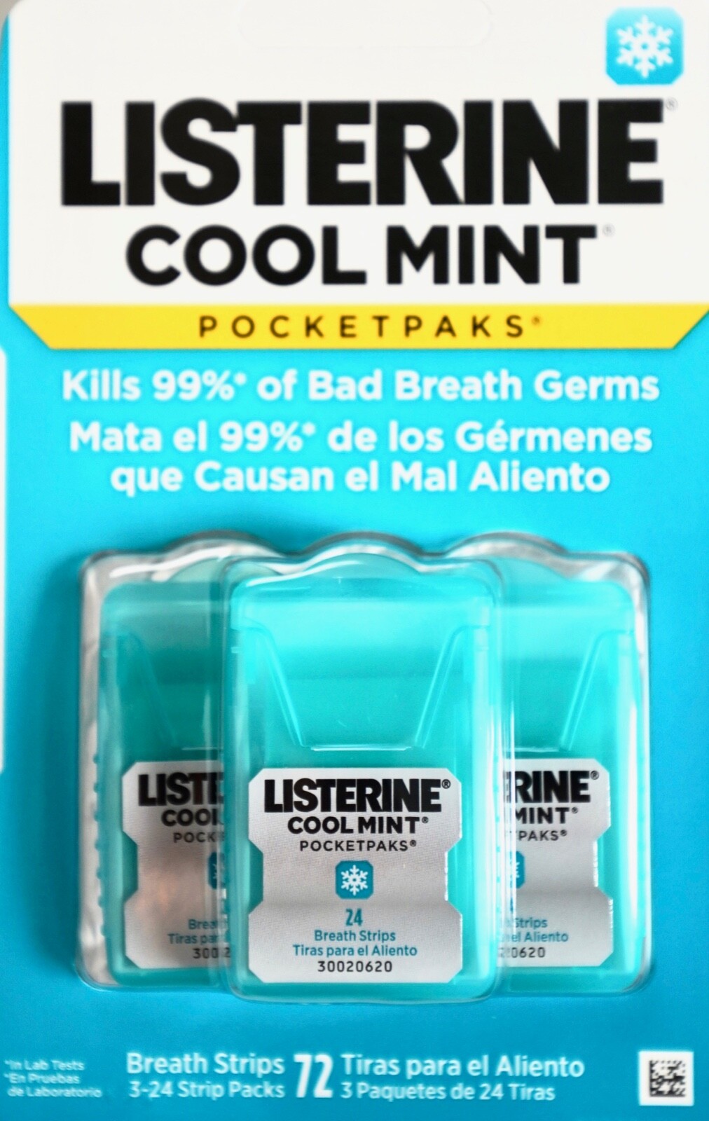 Listerine Cool Mint PocketPaks On-the-Go Freshness Oral Care, 72 Breath ...