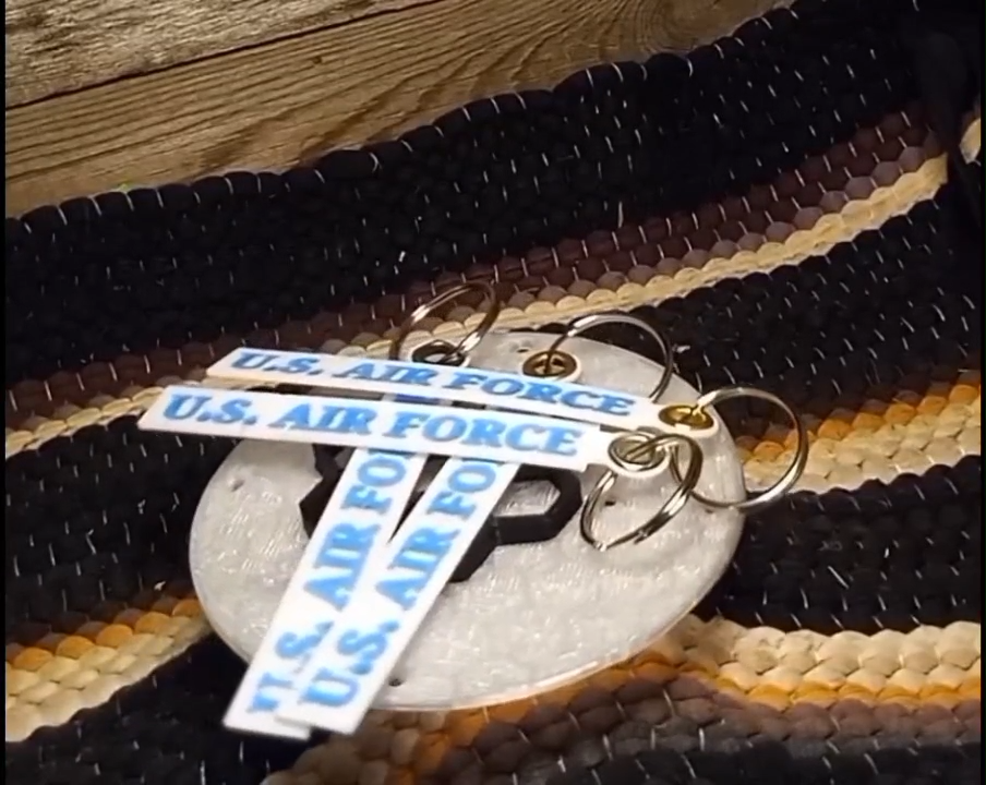 US Air Force - Flexible Rubber Keychain - White/Blue - Gold Grommet ...