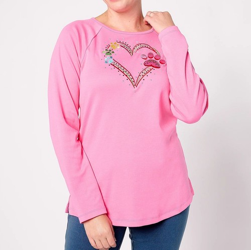 Quacker Factory Size 3X Pink Pet Mom Raglan Long-Sleeve Top | eBay