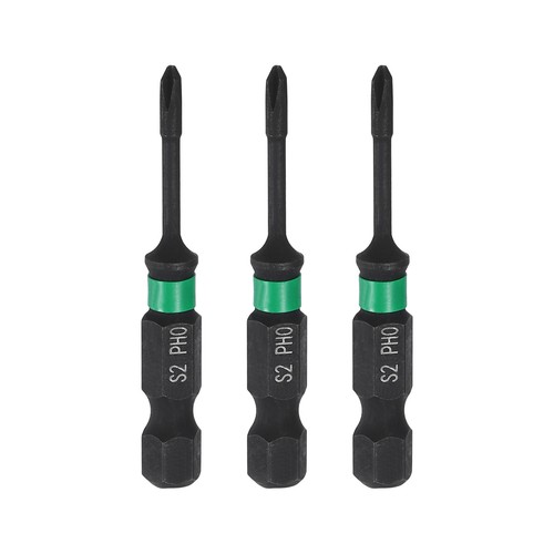 3pcs PH0 Impact Phillips Screwdriver Bits 1/4" Hex Shank 2" Long 0.08 ...