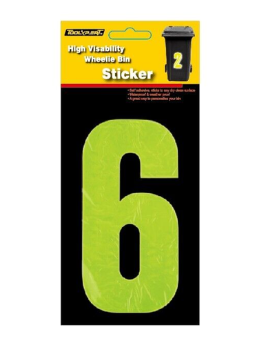 No. 6 Large High Vis Wheelie Bin Number Waterproof Self Adhesive Stick ...