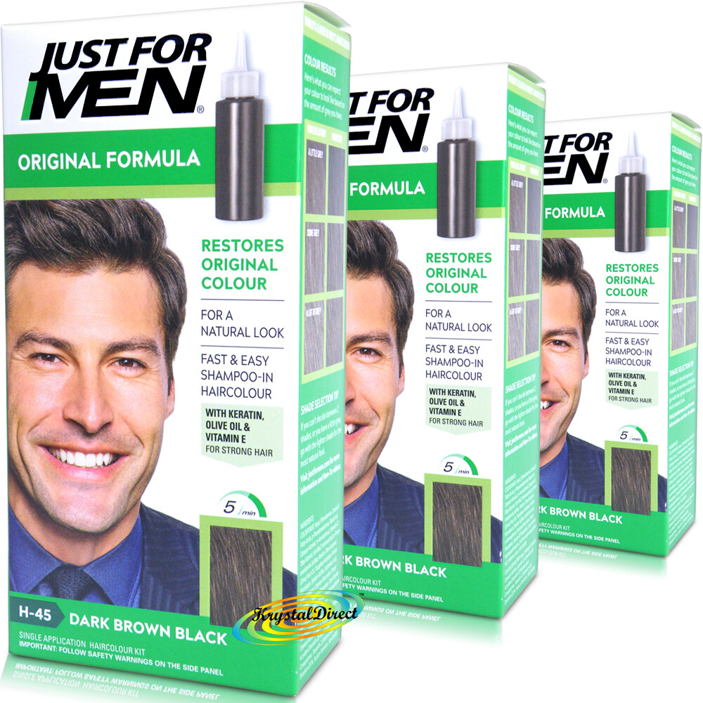 3x Just For Men H45 Dark Brown Black Original Formula Shampoo in ...