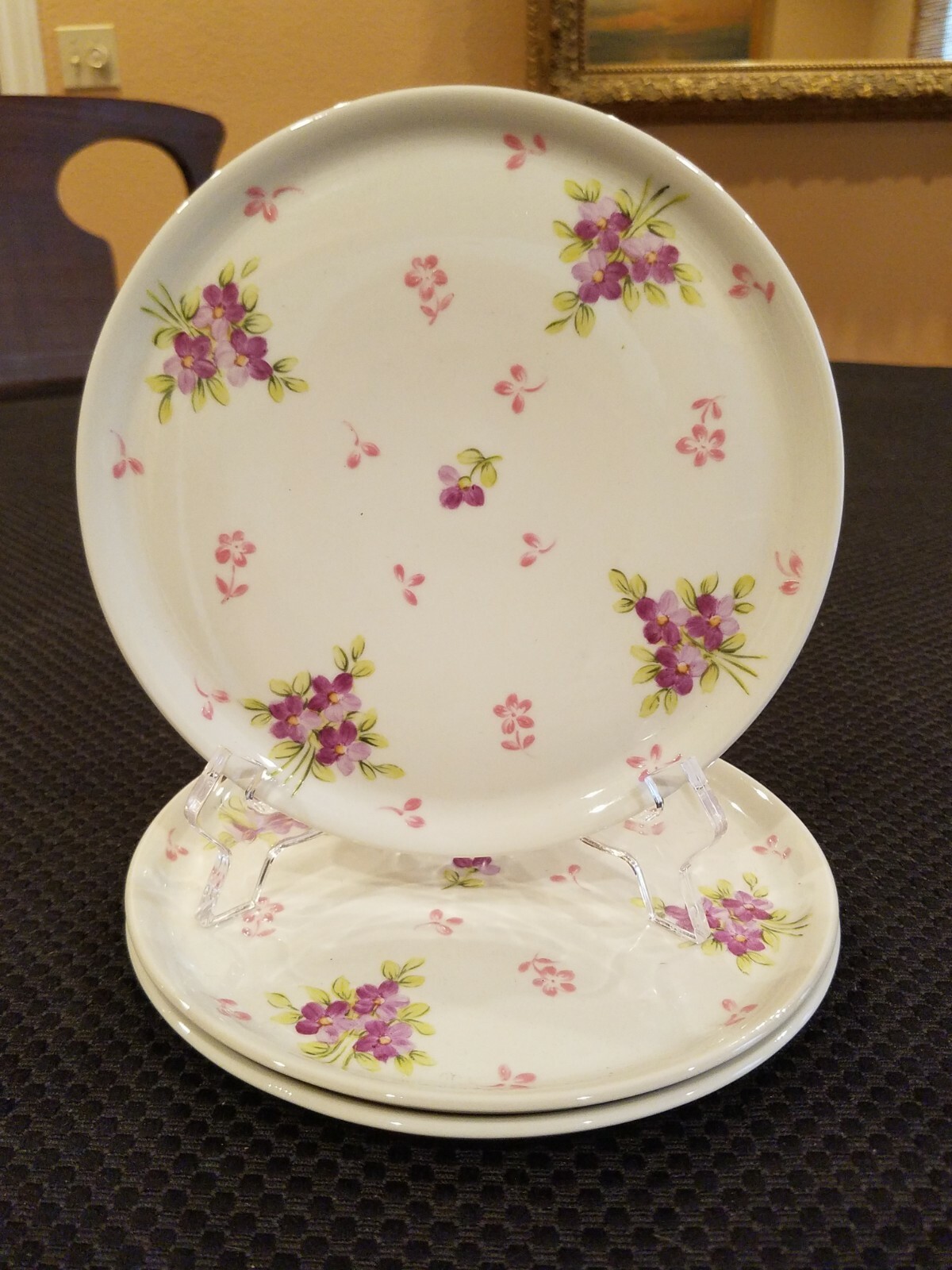 PORTHAULT LIMOGES PARIS PORCELAIN VIOLETS 6-1/2" TRIVET-MINT CONDITION ...