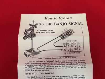 Lionel Postwar Instruction Sheet 140 Banjo Signal FREE SHIPPING 8/54 | eBay