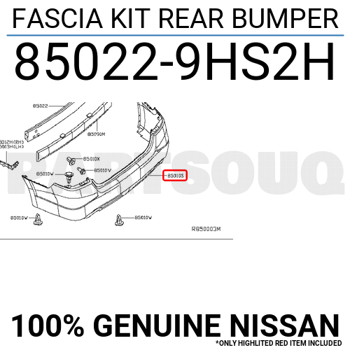 KIT DE PARACHOQUES TRASERO 850229 HS2H genuino Nissan fascia 85022 ...