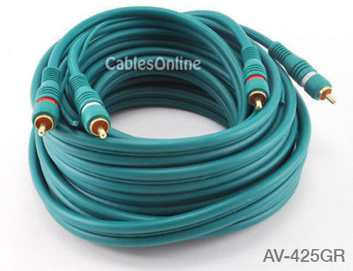 25ft. Premium 2-RCA Male to Male Green Audio Cable, Gold Plated | eBay