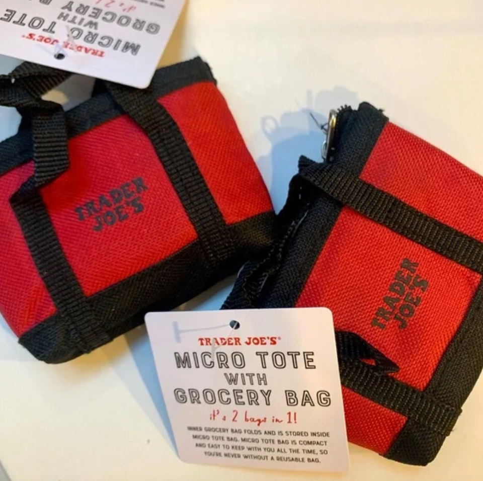 Trader Joe's Micro Tote Set Shopping Bag Inside Coin Bag Mini Iconic 2 ...