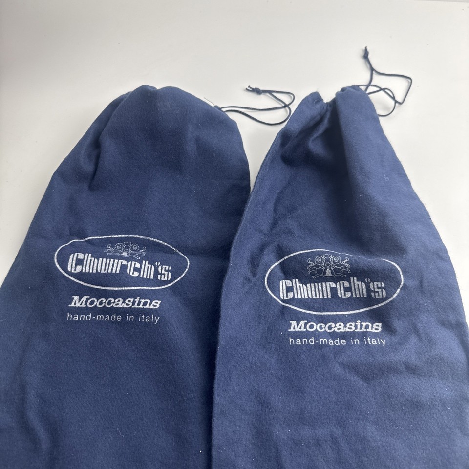 Vintage Two Church's brand blue fabric shoe dust bags Hand - Made In ...