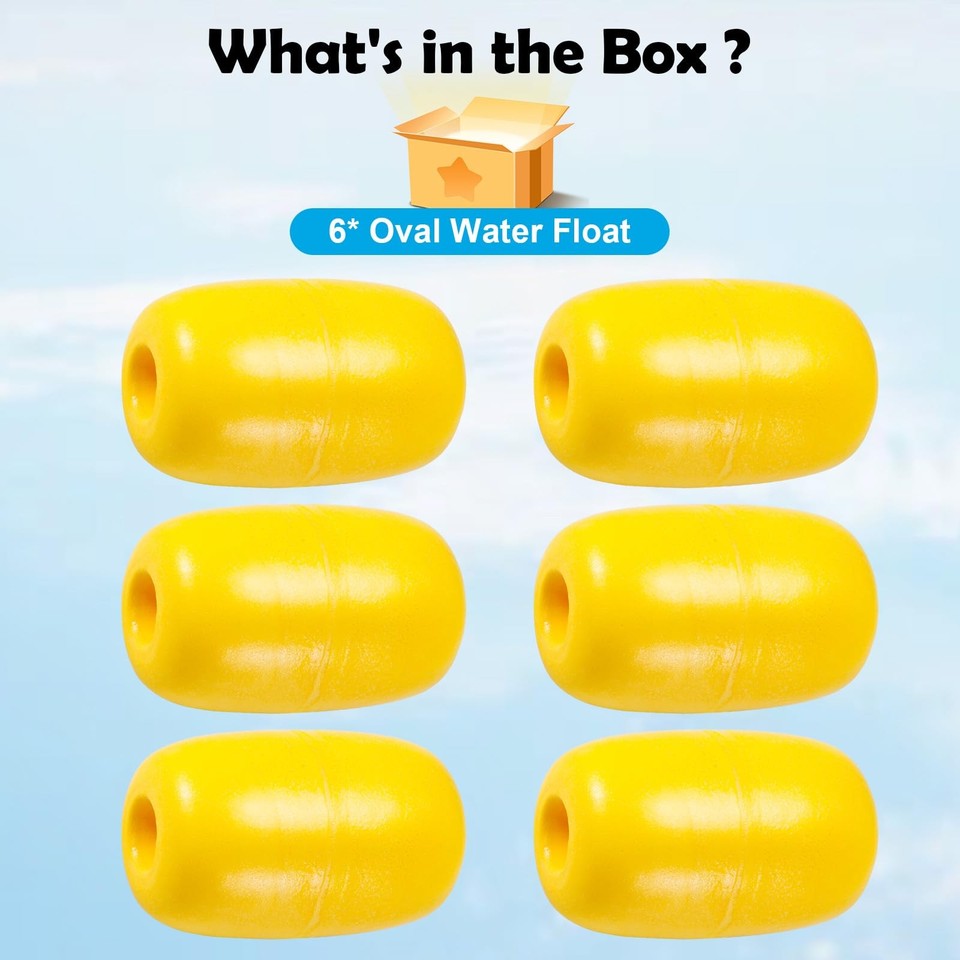 6 Pieces Rope Floats Marine, Deep Water Float Oval Water Float 2.7" x 4 ...