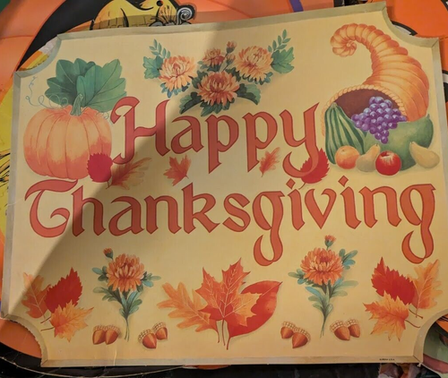 Vintage Posterboard Happy Thanksgiving Decoration | eBay