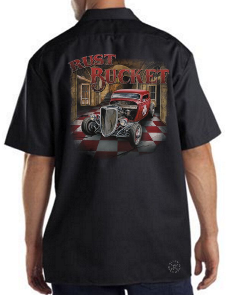 RUST BUCKET HOT ROD Mechanics Work Shirt ~ Rat Rod Old School Racer | eBay