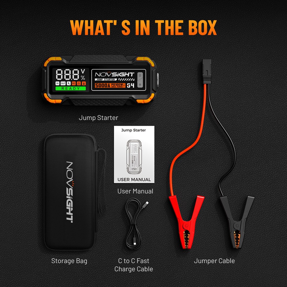 Portable 5000A Battery Booster Pack Charger Power Car Jump Starter ...
