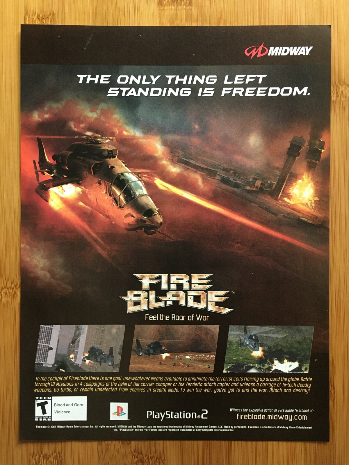 Fire Blade PS2 Xbox 2002 Video Game Print Ad/Poster Official Game Room ...
