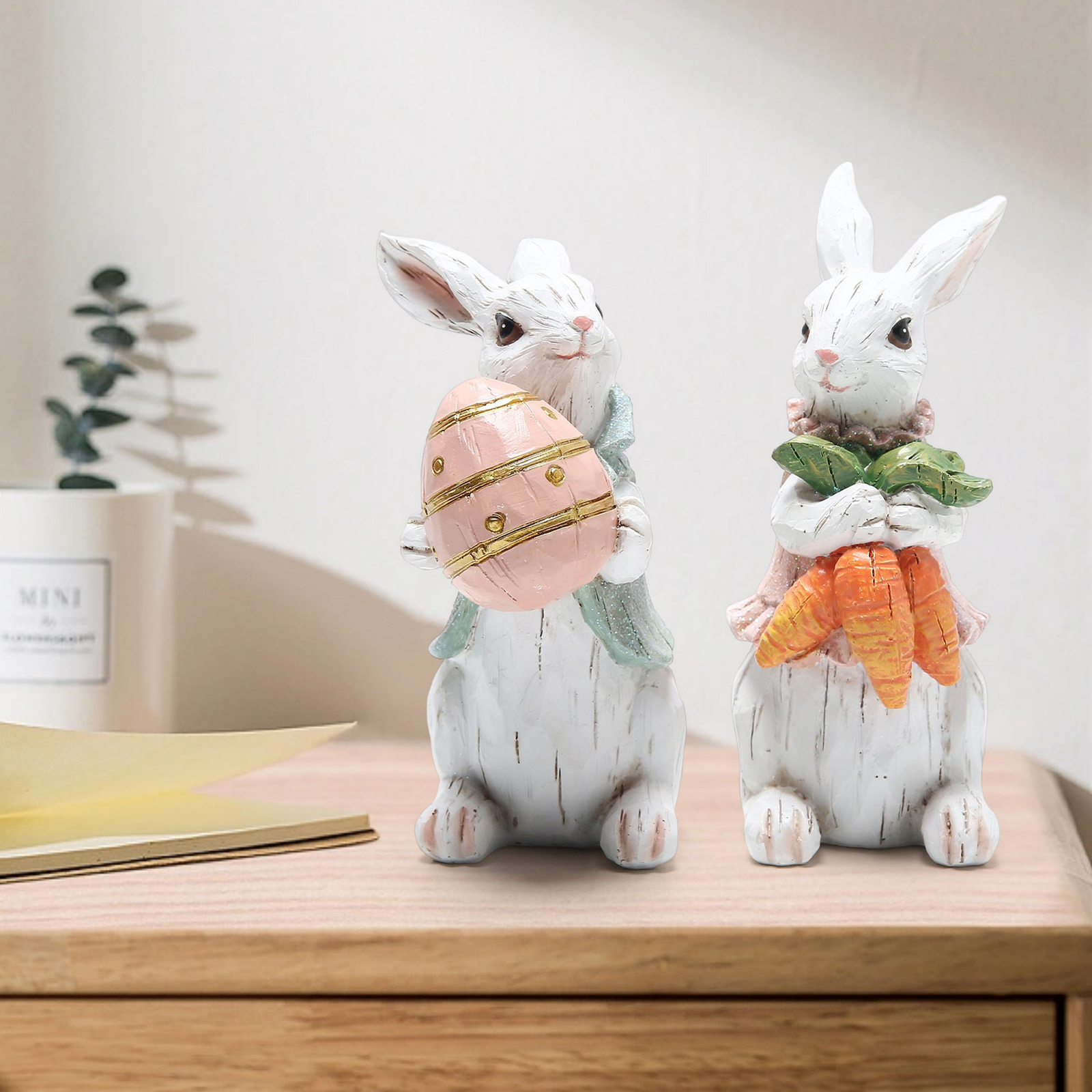Easter Decoration Festive Ornamental Happy Easter Cute Bunny Figurine ...