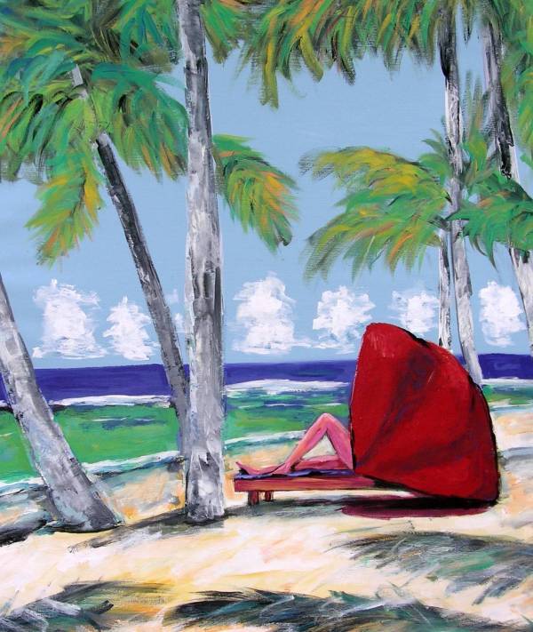 CABANA PALM BEACH Original PAINTING Artist DAN BYL Acrylic Huge 60 ...