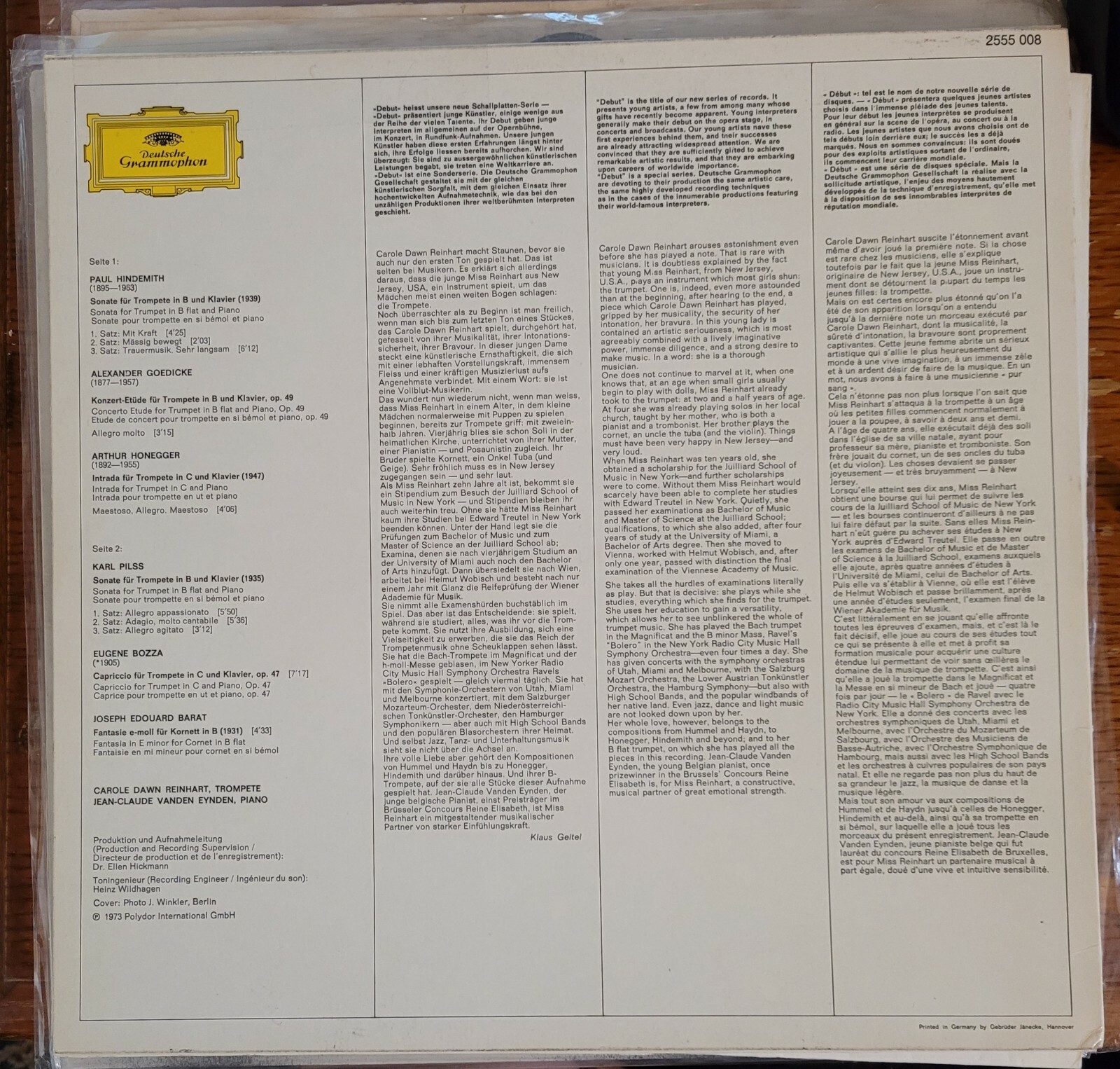 CAROLE DAWN REINHARDT TRUMPET RECITAL DG DGG STEREO GEMA RARE DEBUT | eBay