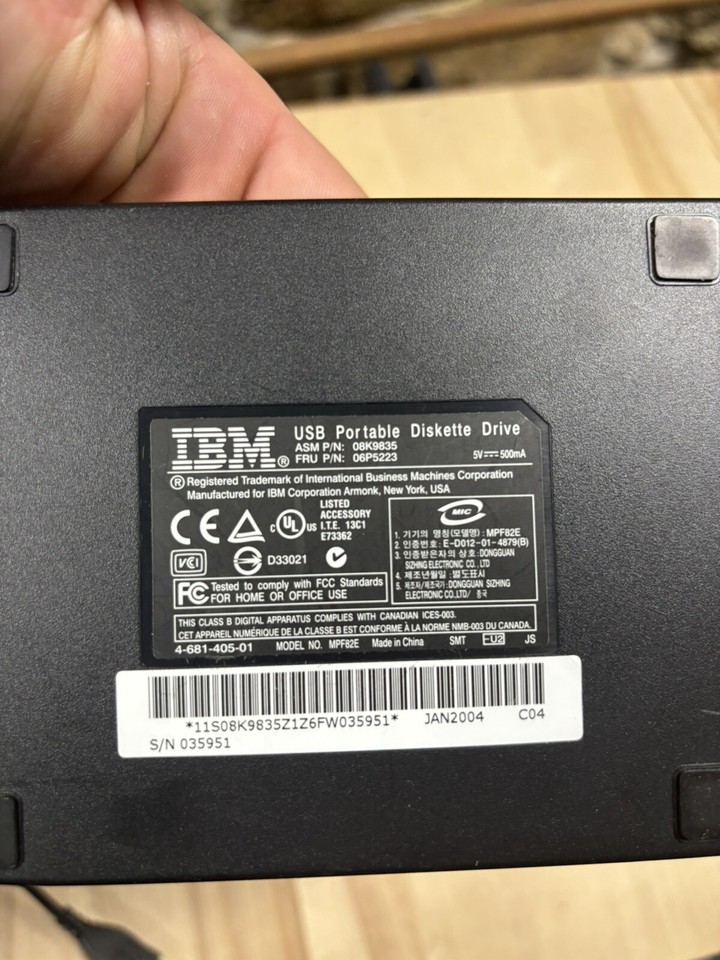 IBM- USB Portable Diskette Drive N533 P/N 19308803-19 S/N M679651 | eBay