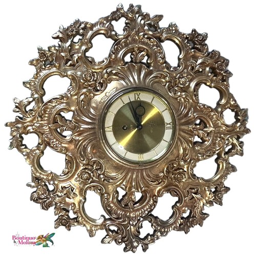 Syroco Wood Working 8 Day Jeweled Gold Wall Clock Antique Vintage | eBay