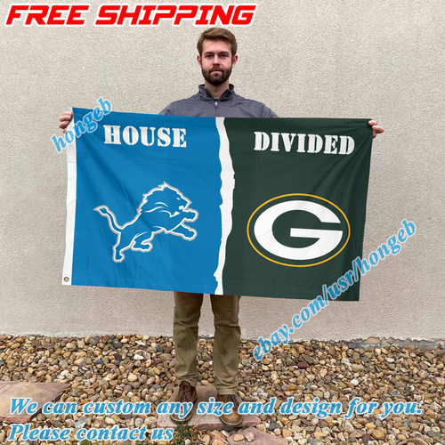 Detroit Lions vs Green Bay Packers House Divided Flag 3x5 ft Banner ...