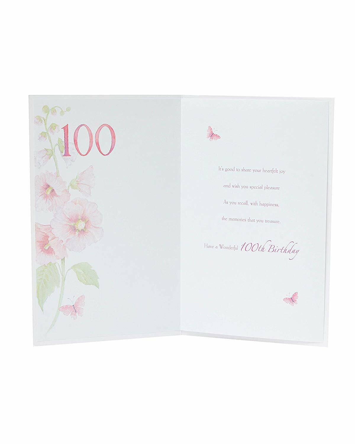 100th Happy Birthday Nice Verse And Flower Female New 100 ...