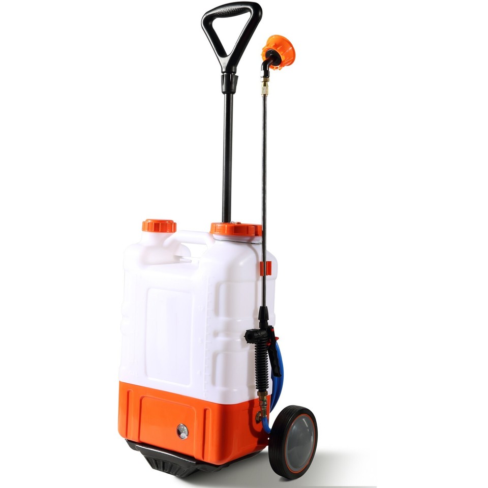 Battery Powered Backpack Sprayer with Wheel 4 Gal Tank 0-94 PSI ...