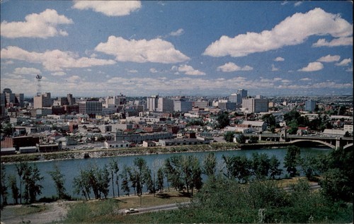 Calgary Alberta Canada downtown view bridge skyscrapers unused vintage ...
