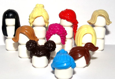 Lego 10 Hair Wig For Female Girl Minifigure Black Blonde Ginger Brown ...