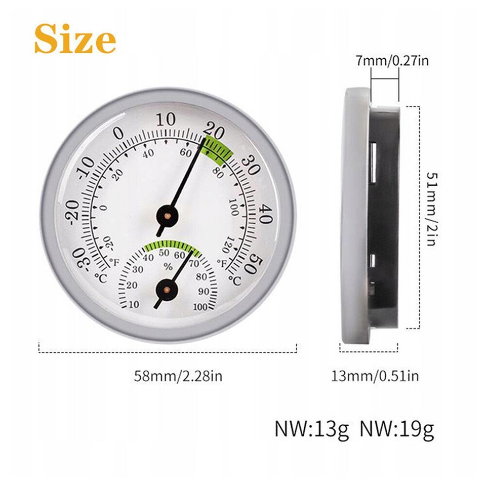 Analog Thermometer Hygrometer Mini Humidity Meter Gauge Temperature ...
