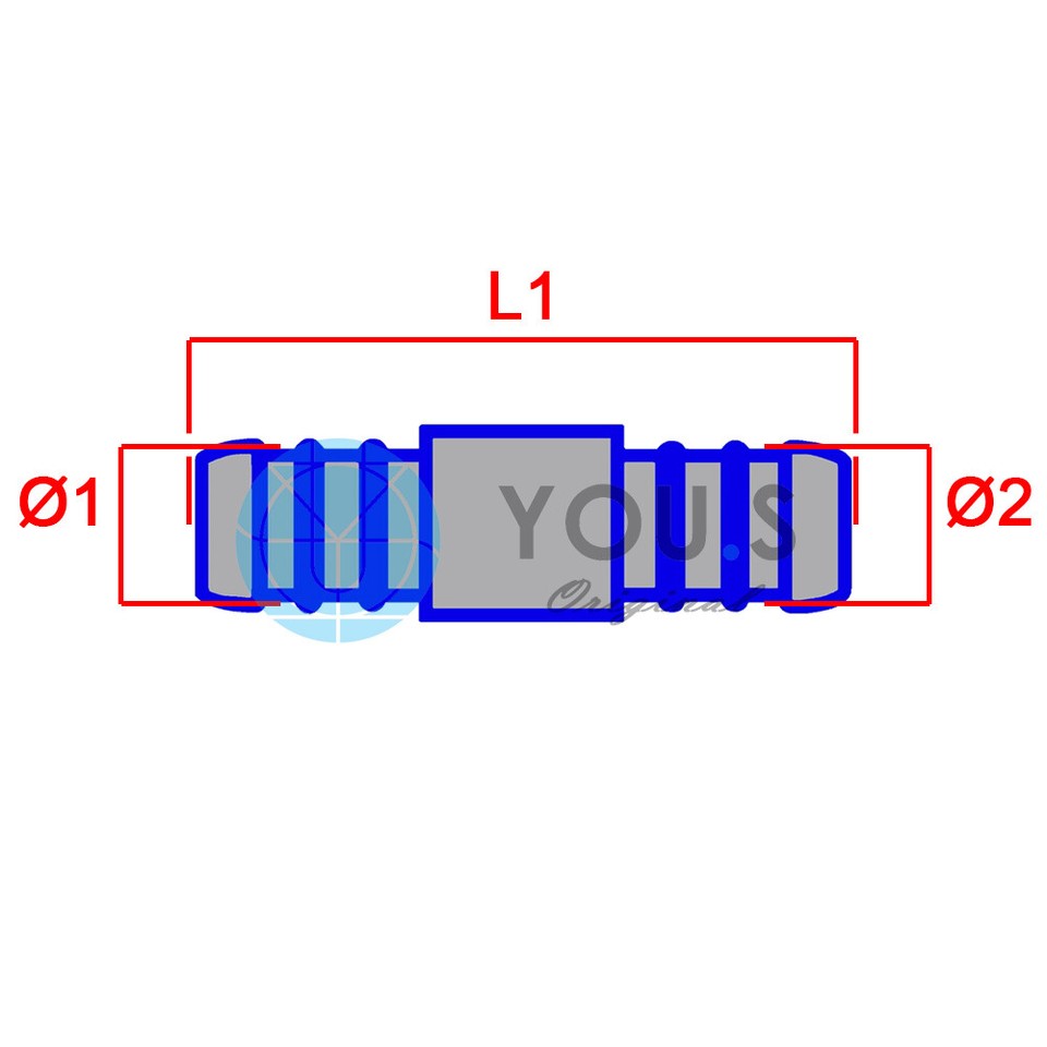 5 X You.S Line Connector Connecting Piece - Straight Form - Reducer Ø ...