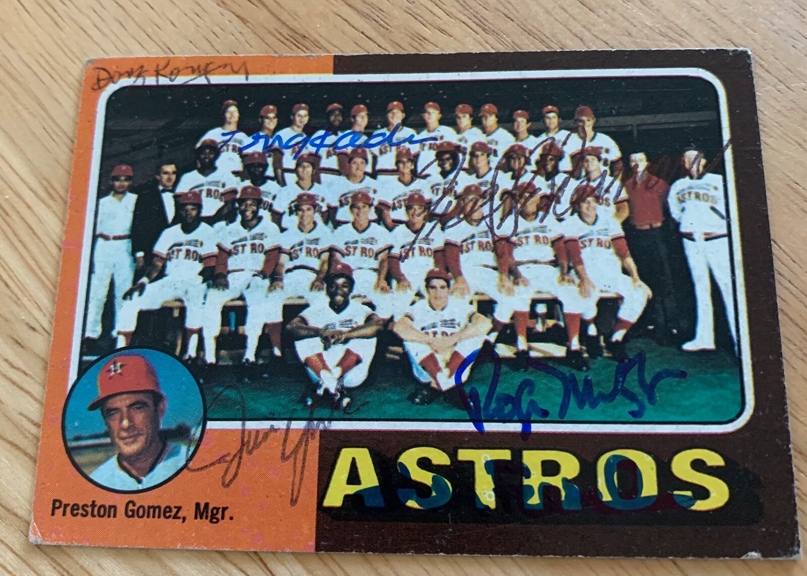 Houston Astros Signed 1975 Topps Team baseball card #487 With 6 ...