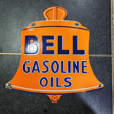 BELL GASOLINE PORCELAIN ENAMEL SIGN 18 X 18 INCHES | eBay