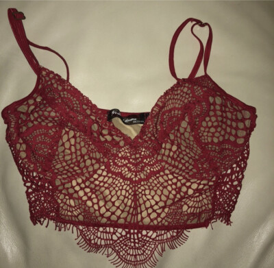 For Love & Lemons Skivvies Bralette Bra Small Womens Red Lace | eBay